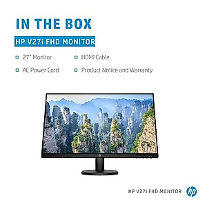 HP V27i FHD Monitor | 27-inch Diagonal Full HD Computer Monitor with IPS Panel and 3-Sided Micro Edge Design | Low Blue Light Screen with HDMI and VGA Ports | (9SV92AA#ABA) Black