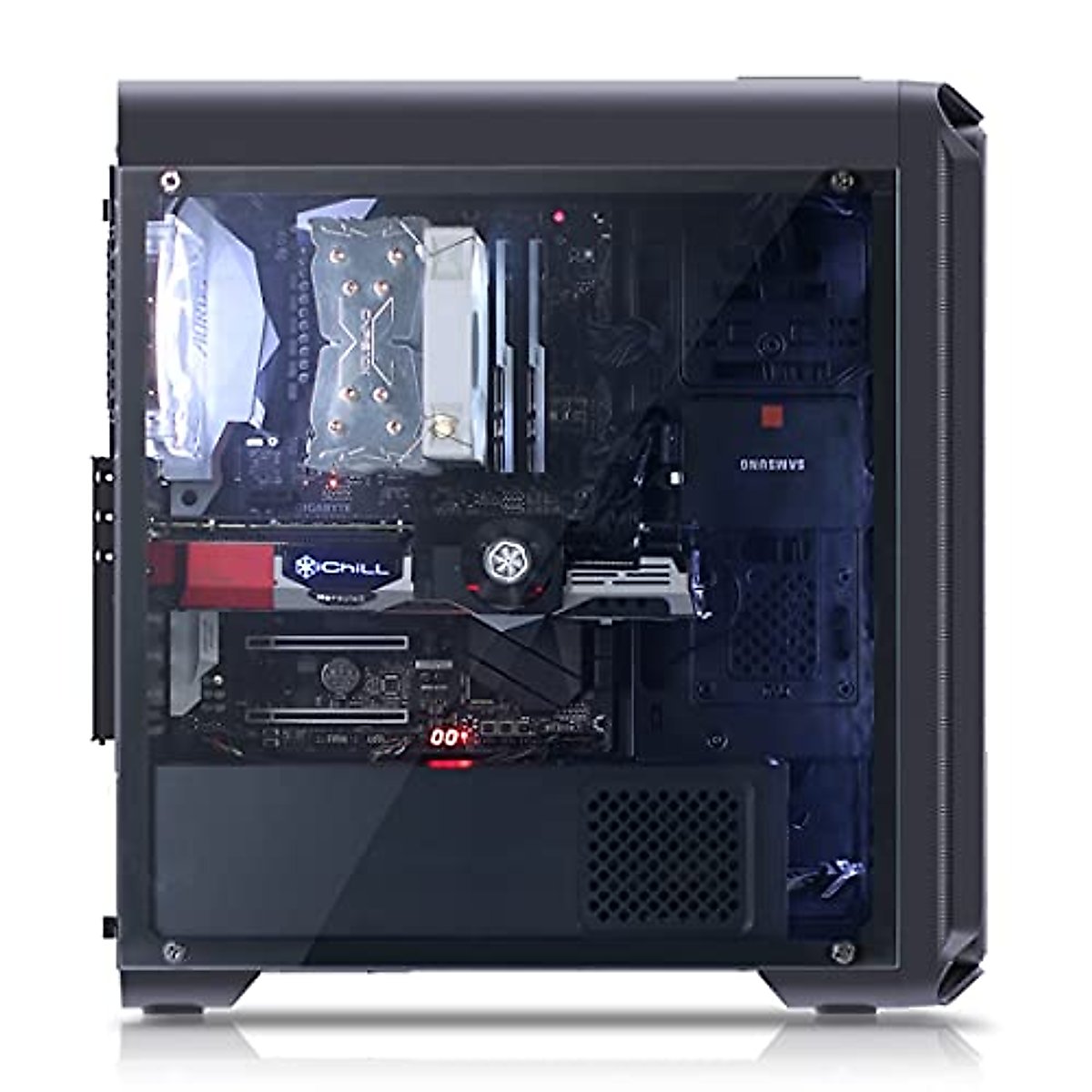 Zalman i3 Edge ATX Mid Tower Computer Case Gaming PC Case, Includes 4X 120mm White LED Fans, Acrylic Side Window, High Airflow Mesh Panel, USB 3.0,Black