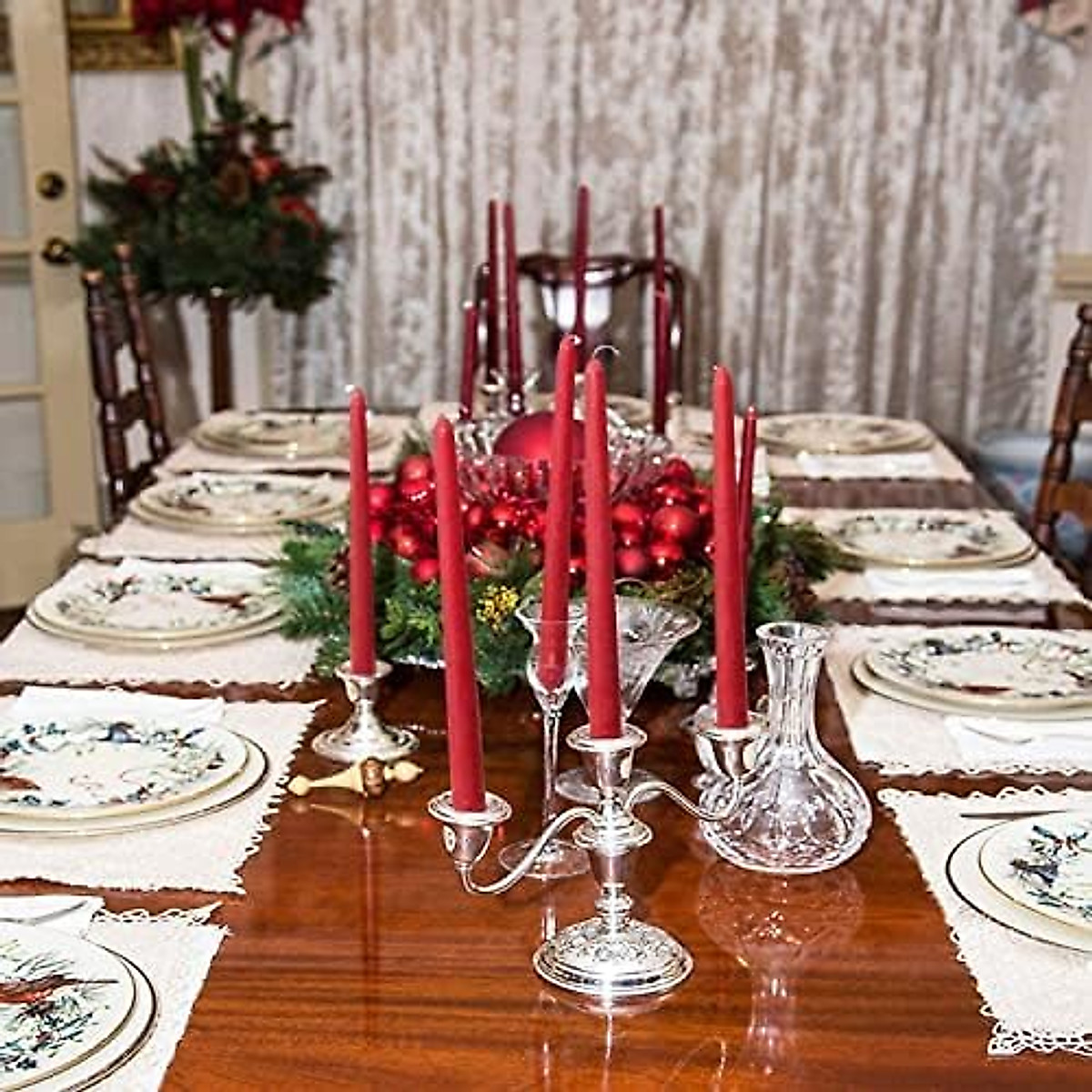 Red Taper Candles - Set of 14 Dripless Candles - 10 inch Tall, 3/4 inch Thick - 7.5 Hour Clean Burning