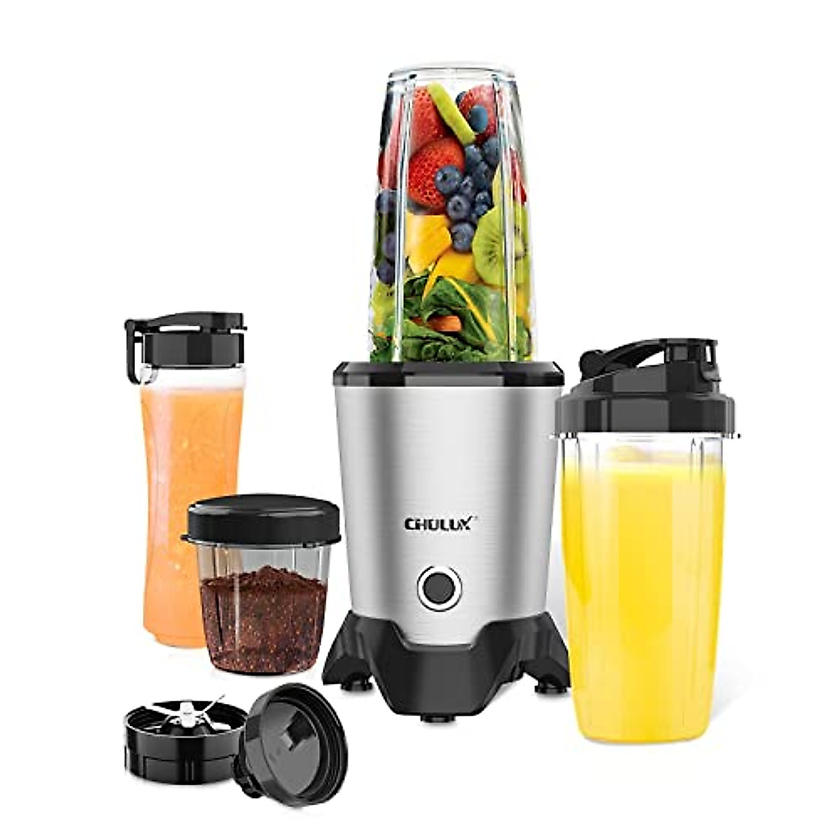 CHULUX 1000 Watt High Speed Bullet Blender for Shakes and Smoothies Countertop Kitchen Blender for Frozen Fruit & Veggies Capacity with 35OZ & 15OZ Two Blending Cups and One 20OZ Travel Bottle