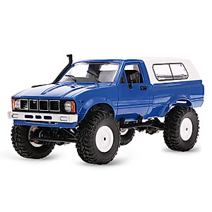 YIKESHU Rock Crawler RC Truck 4x4 Offroad 1:16 Scale Remote Control Truck 2.4Ghz with Led Headlight, All Terrain RC Crawler Brushed RTR Toy for Adults (WPL-C24)