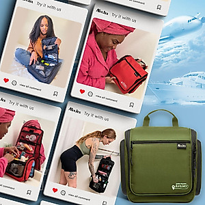 Travel Toiletry Bag for Men and Women - Large Hanging Toiletry Organizer - Waterproof Hygiene Bag with Metal XXL Swivel Hook, with YKK Zippers and 19 Compartments for Toiletries, Makeup, Cosmetics