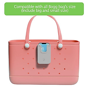 EASYDOG Silicone Phone Holder Compatible with Bogg Bag, Soft Silicone Charm Insert Accessories and Attachment for Bogg Beach Bags, Generic & Portable Size Fits for iPhone and Android Phones-Grey