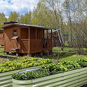 OLLE Galvanized Raised Garden Bed Elevated Raised Garden Bed Metal 17" Tall 12-in-1 Grow Herbs and Vegetables Home Garden for Outdoor Backyard, Sage Green 17" Tall