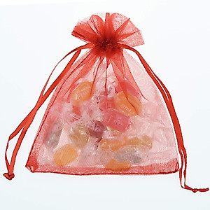 Bskifnn 50pcs Organza Bags 3.54''x4.33''(9x11cm) Satin Drawstring Organza Pouch Wedding Party Favor Gift Bag Jewelry Watch Bags-Red+Green