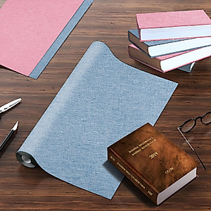 Boocalny 4 Rolls Book Cloth for Book Binding, 40 x 16 in Fabric Surface Paper Backed Book Cover, Weave Book 2 Colors Bookbinding Cloth for Adult DIY Book Scrapbooking, Album Cover （Pink and Blue）