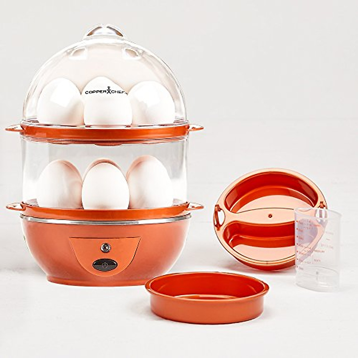 Copper Chef Want The Secret to Making Perfect Eggs & More C Electric Cooker Set-7 or 14 Capacity. Hard Boiled, Poached, Scrambled Eggs, or Omelets Automatic Shut Off, 7.5 x 6.7 x 7.5 inches, Rojo