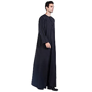 Stand Solid Arab Men's Color Robe Collar Muslim Middle Muslim Clothes Hijab Dress for Women Style (Black, S)