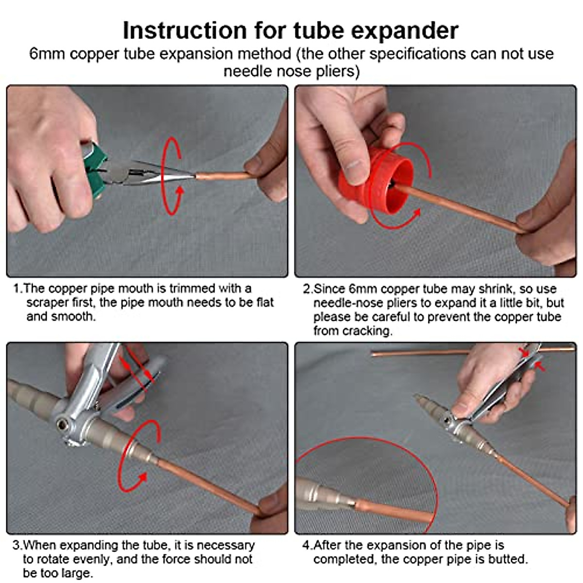 TOPINCN Tube Expander, Stainless Steel Manual Copper Tube Expander Universal Hand Refrigeration Tools Air Conditioner Maintain Repair Tube Expander
