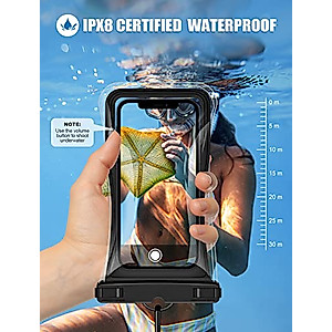 Vuwwey Waterproof Phone Pouch, [Super Buoyant] Floating IPX8 Waterproof Phone Case, [2 Pack] Cellphone Dry Bag with Lanyard Compatible with iPhone 14 13 12 11 Pro Max XS XR X Up to 6.9''-Black