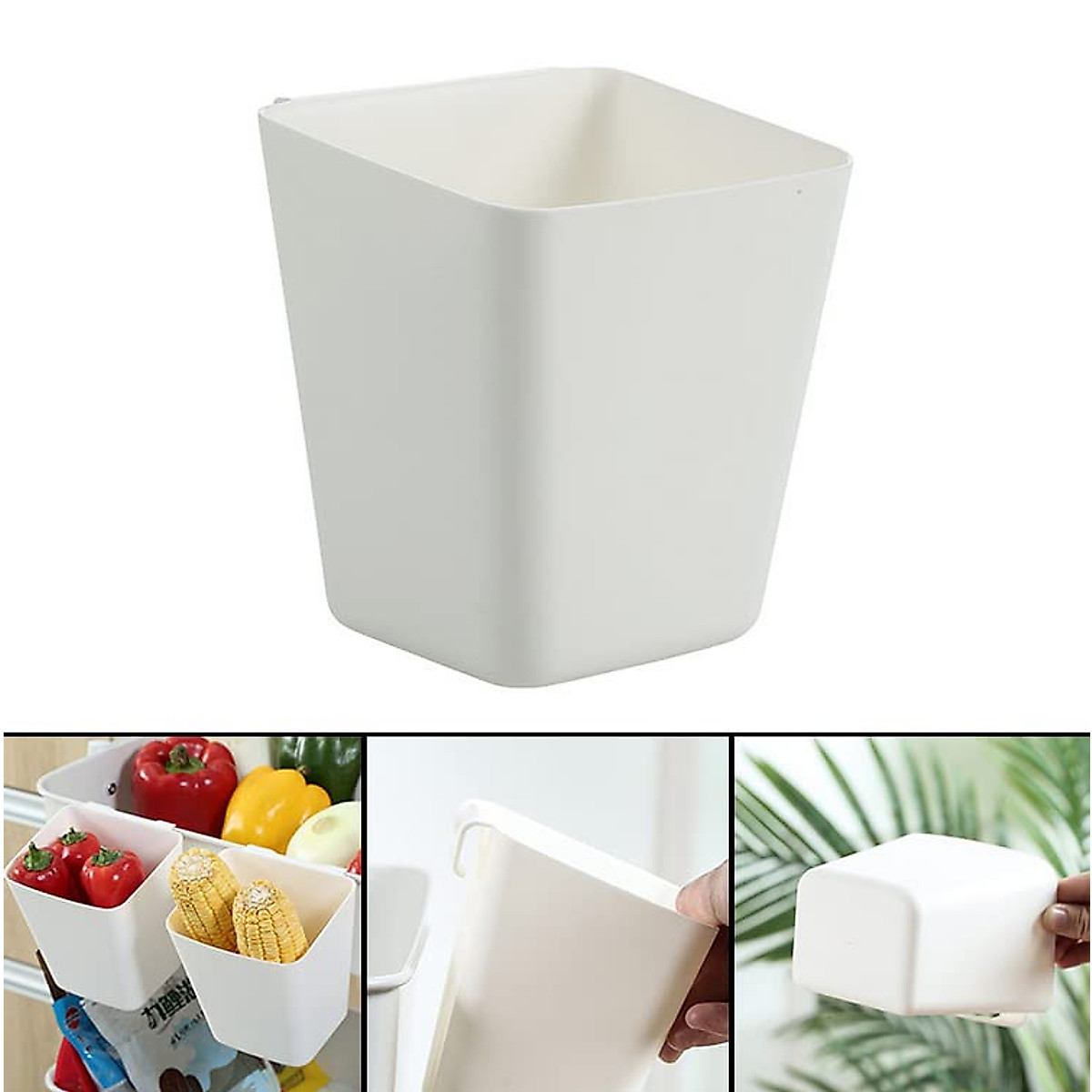 Rikyo 4Pack Hanging Cup Holders,Trolley Basket Storage,Rolling Cart Accessories,4.75x4 Hanging Holder Storage Containers Hanging Buckets Hanging Bins,Plant Container Holder (Black)