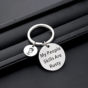 FOTAP SPN jewelry My People Skills Are Rusty Keychain Castiel Fans Gift Castiel TV Show Gift TV Show Fans Gift TV Series Gift (Rusty Keychain)