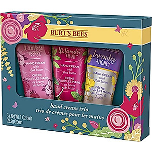 Burt's Bees Gifts, 3 Moisturizing Hand Creams with Shea Butter, Hand Cream Trio Spring Set - Lavender and Honey, Wild Rose and Berry & Watermelon and Mint