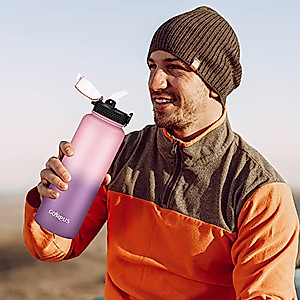 GOPPUS 40 oz Insulated Water Bottle With Straw Stainless Steel Sports Water Cup Flask with 3 Lids (Straw, Spout and Handle Lid) Wide Mouth Resusable Metal Water bottles Keep Hot and Cold for Men Women