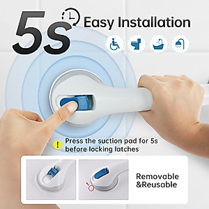 QixieTech Grab Bars for Bathtubs and Showers, 2 Pack 16 Inch Shower Handles for Elderly Suction Grab Bars for Seniors Shower Grab Bar