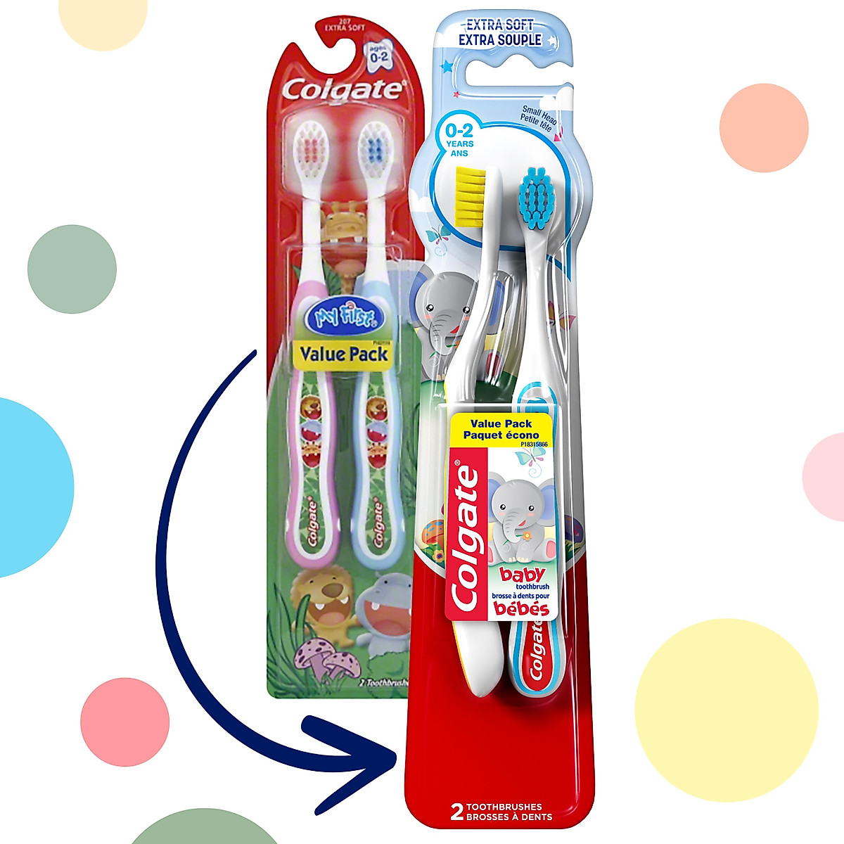 Colgate My First Baby and Toddler Toothbrush, Extra Soft Toothbrush, 6 Count