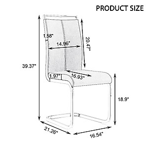 Btikita Modern Dining Chairs Set of 6, Faux Leather High Back Side Chairs Stylish Armless Chair with C-Shaped Tube Chrome Metal Legs for Dining Room Kitchen Office (Set of 6, Light Grey)