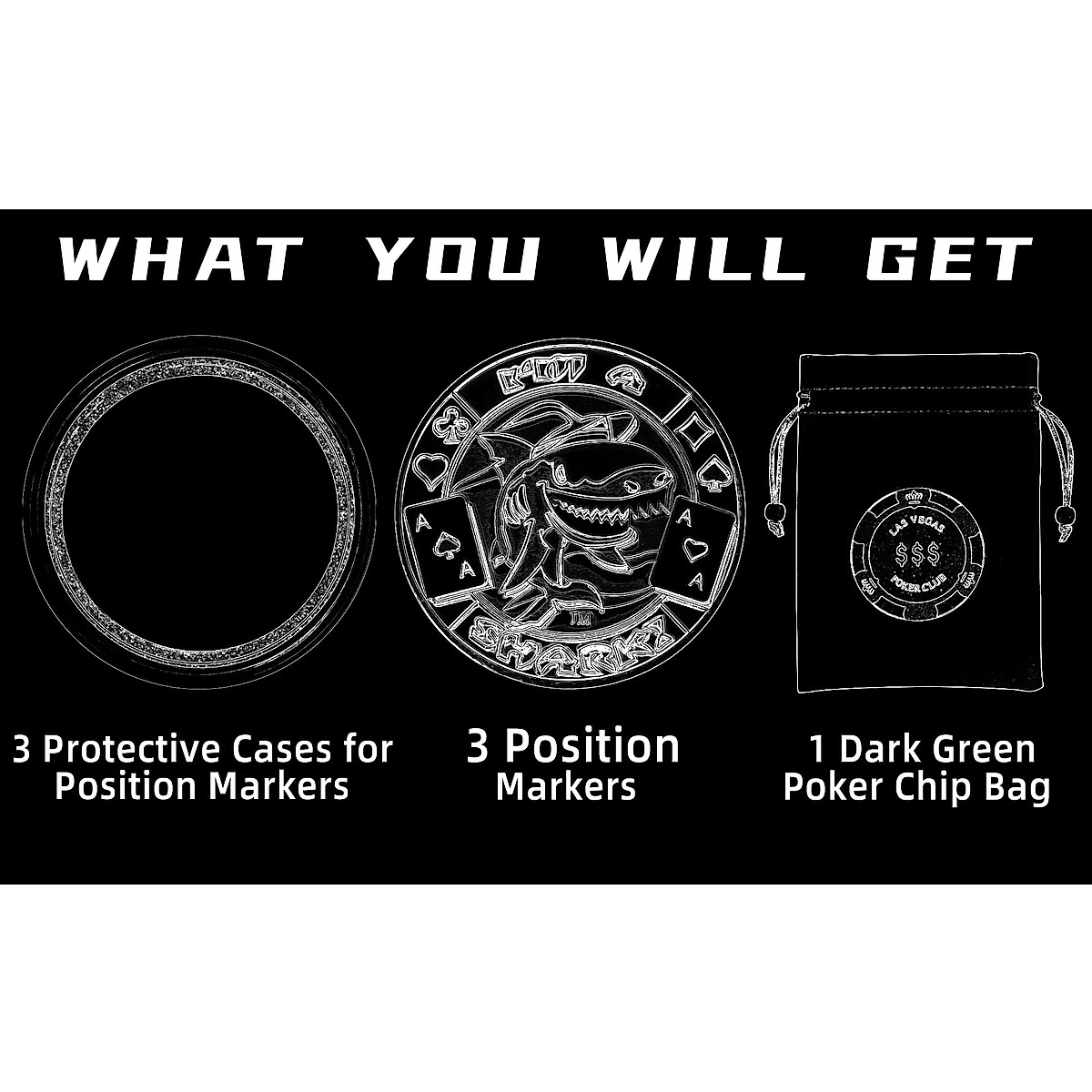 LuluCircle Dealer Button, Small Blind, Big Blind, Poker Guard, Poker Gifts for Men, Poker Accessories, Poker Chips with Plastic Case (Position Marker), 3 pcs (Poker Buttons)