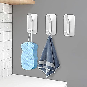 BATHHOLD Adhesive Towel Hooks Wall Hooks Wall Mount for Hanging Heavy Duty for Coat, Robe, Hat and Key Stick on Bathroom, Home, Office, Kitchen, Door - Sliver Space Aluminum -8 Packs