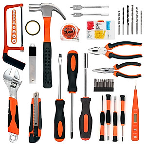 Yougfin Drill Sets Power Tool Combo Kit with 2 Batteries & Charger, 20V Battery Powered Cordless Drill Set with 114pcs Hand Tools, Tool Box with Electric Drill for Home