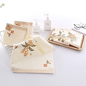 Kissvian 2-Pack Pure Cotton Square Face Towel Hand Towels, Chinese Style Imperial Garden Pattern Facial Cleansing Cloths, Ultra Soft and Gentle Washcloths for Bathroom, Size 14.5" x 14.5".