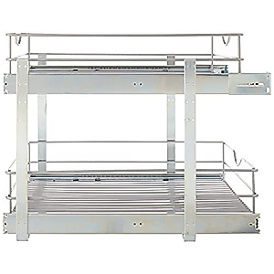 Knape & Vogt RS-DBLMUB-20-FN 20.625 in. W x 21.75 in. D x 16.25 in. H Double Tier Pull Out Cabinet Organizer, Frosted Nickel
