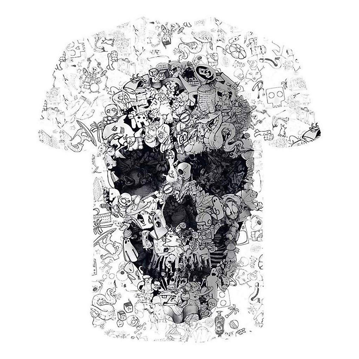iLXHD Men's T-Shirt New Summer Crewneck Short Sleeve Skull Funny 3D Printed Top Blouse