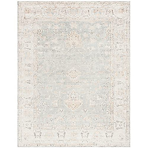 SAFAVIEH Maharaja Collection Area Rug - 9' x 12', Light Blue & Ivory, Hand-Knotted Traditional Viscose, Ideal for High Traffic Areas in Living Room, Bedroom (MHJ415A)