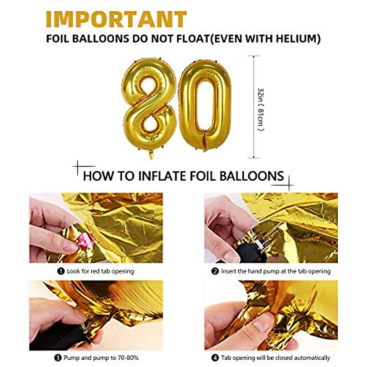Trgowaul 80th Birthday Party Decorations Kit- Gold Glittery Cheers to 80 Years Banner, Pom Poms, 6Pcs Sparkling 80 Hanging Swirl, 1 Gold Number Balloon, 15 Confetti Balloons for 80 Birthday Decoration