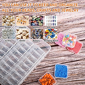 Bead Organizer Box, 30Pcs Small Clear Plastic Bead Storage Containers, 1 Craft Storage Box with Hinged Lid, 42 Labels, Mini Box for Jewelry Making DIY Bracelets Beading Nails Screws Seeds Small Parts