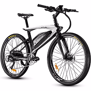 eAhora APUS 26in Carbon Fiber Electric Mountain Bike 48V Urban Electric Bikes for Adults Hydraulic Brakes, 14AH Removable Battery, Upgrade 350W Motor, USB Port Password Display, 9-Speed Gear