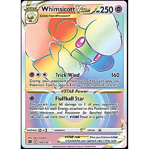 Whimsicott VSTAR 175/172 Brilliant Stars - Secret Rare Pokemon Card - Rainbow Foil