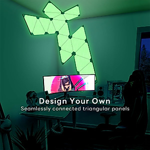 MCWOFI RGBW Smart Triangle Light, LED Wall Panel Light 9 Pack, DIY Design, Music Synchronization, APP Control, for Living Room, Game, Party Decoration