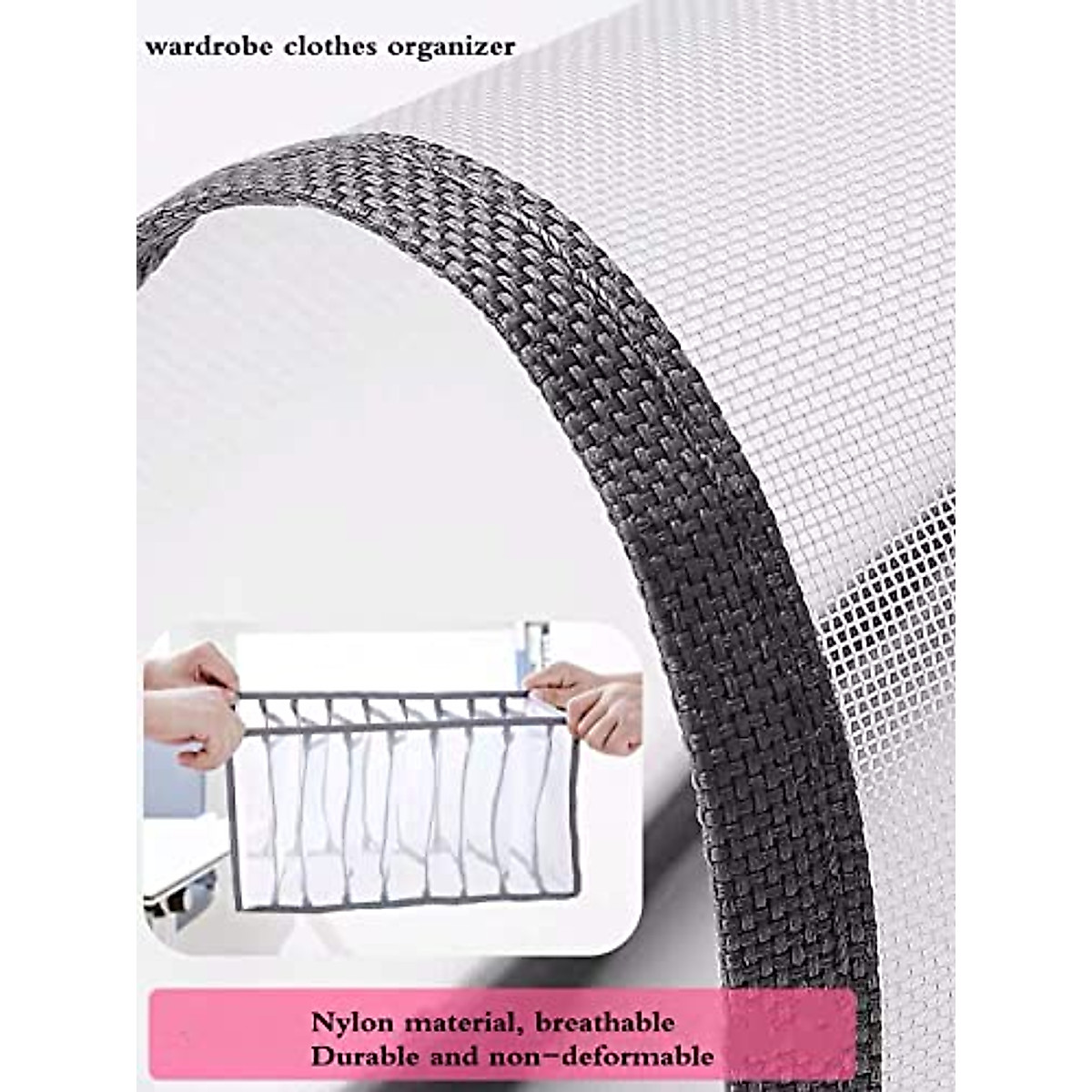 BLCMGSS 4PCS Wardrobe Clothes Organizer for Folded Clothes, 7Grids Drawer Dividers for Clothes(6.7x14.2x4.7inch,7grids,Grey)