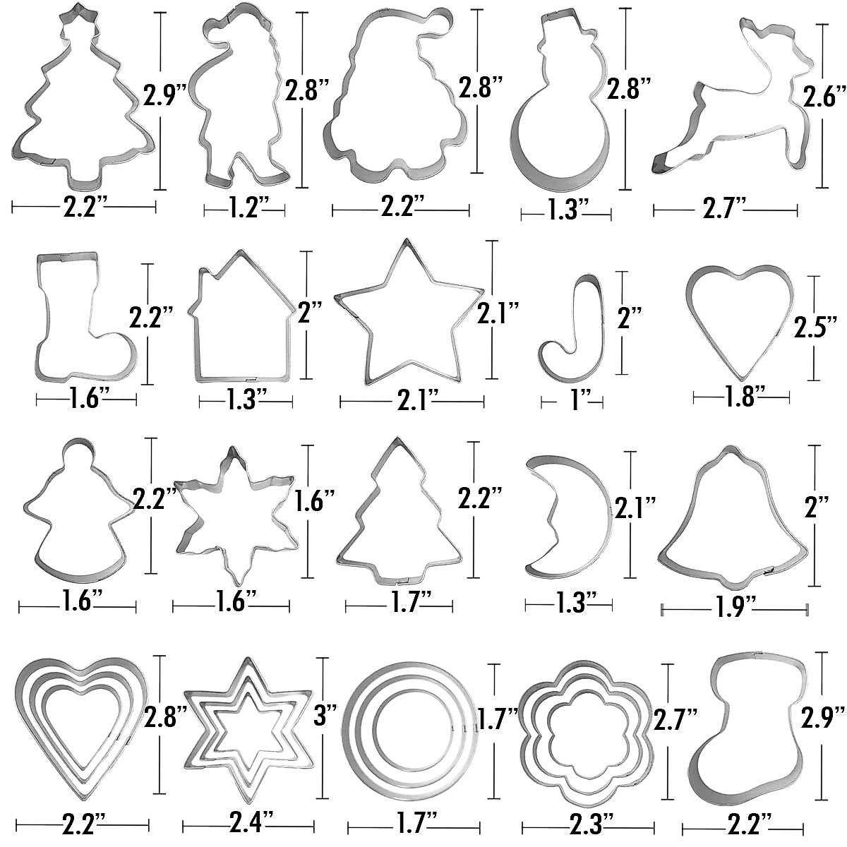 Artcome 40Pcs Christmas Cookie Decorating Tool Set, 28Pcs Cookie Cutters, 6Pcs Easy Squeeze Write Bottles and 6Pcs Sugar Stir Needles, Cookie Decorating Supplies Kit For DIY Cookies and Cakes