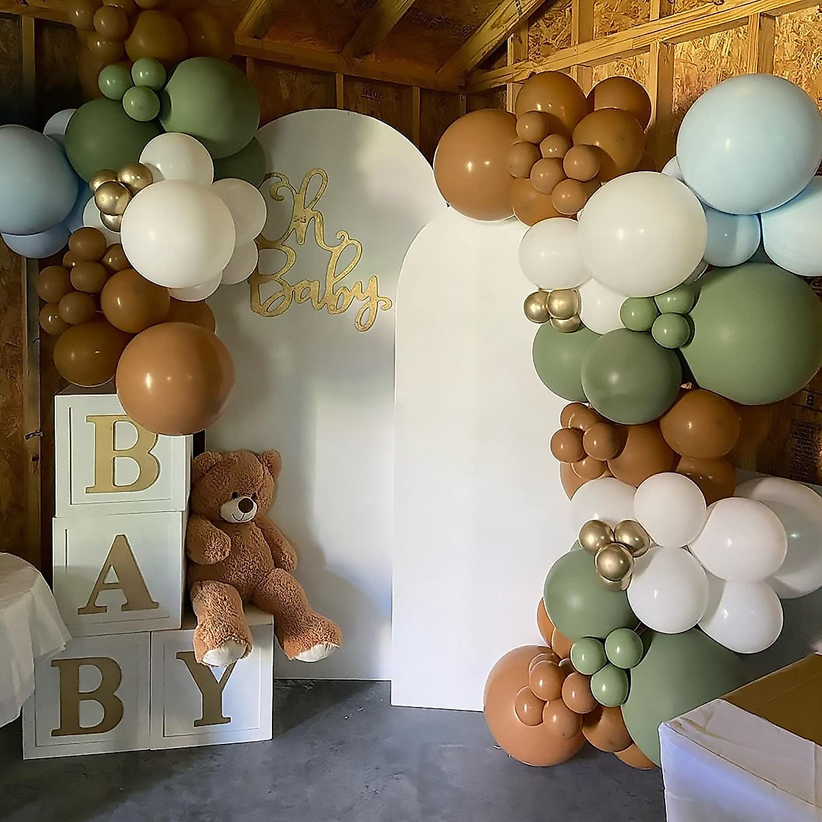 Baby Shower Decorations Baby Balloon Boxes Blocks with 30 Letters for Boy Girl 1st Birthday, Teddy Bear Baby Shower, Bridal Shower, Gender Reveal Party Decoration by QIFU