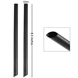 ALINK 100 Black Plastic Bubble Tea Smoothie Straws + 100 PCS Colorful Plastic Long Flexible Straws