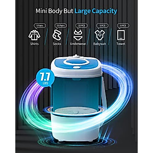 TABU 7.7lbs Mini Washer, Small Washing Machine, Compact Washer, Portable Washing Machine with Timer Control and Single Tub, no Spiner Basket