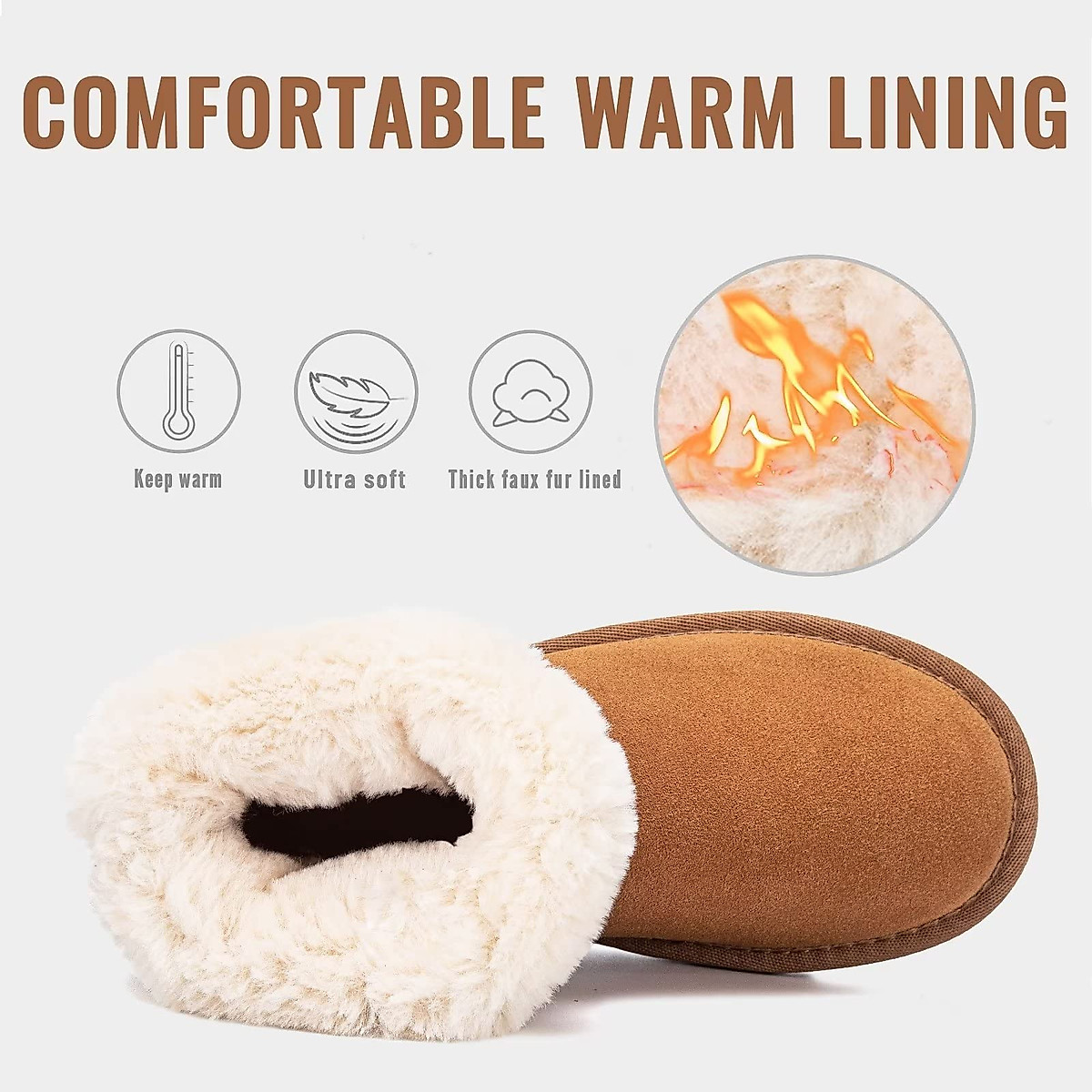 FANTURE Kids Snow Boots Boys Girls Winter Boots Cow Suede Warm Faux Fur Lined Durable Shoes(Little Kid/Big Kid) U422TX902.SA-Tawny-27