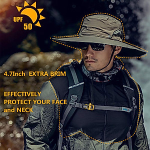 Mens Sun Hat with UV Protection Waterproof Wide Brim Sun Hat for Men Fishing Hiking Safari Camping Garden Outdoor Green