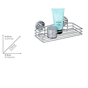 WENKO 20883100 Vacuum-Loc wall shelf - fixing without drilling, Steel, 10.2 x 2.6 x 5.5 inch, Chrome