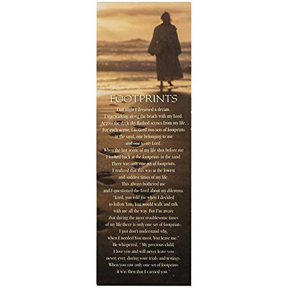 Footprints Poem Golden Brown Beach 5 x 2 Cardstock Bookmark Pack 12