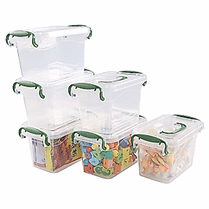 CadineUS 2 L Storage Bins, 6 Pack Small Boxes with Lids, Clear Plastic Boxes