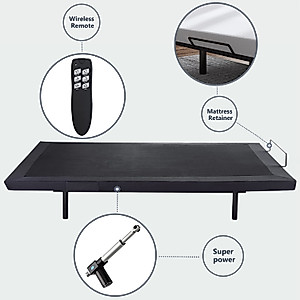 Allewie Queen Adjustable Bed Frame with New Generation Motor, Wireless Remote, Head and Foot Incline, Intelligent Sleep Aid, Zero-Gravity, High Weight Capacity, Easy Self-Assembly, Upholstered
