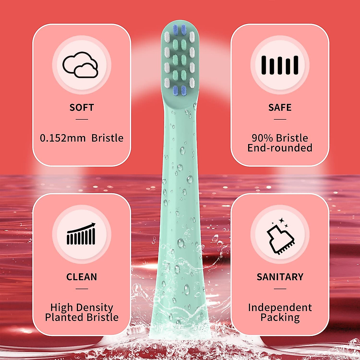 Replacement Toothbrush Heads Compatible with Colgate Hum Connected Smart Battery Toothbrush Refill Head, Green, 6 Pack