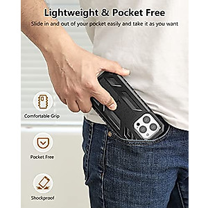 SOiOS for iPhone 13 Pro Max Case: Built in Kickstand - Military Grade Shockproof Durable Protective Phone Cover | Heavy Duty Drop Proof Full Protection TPU Bumper Hard Rugged Case 6.7 inch 2021 Black