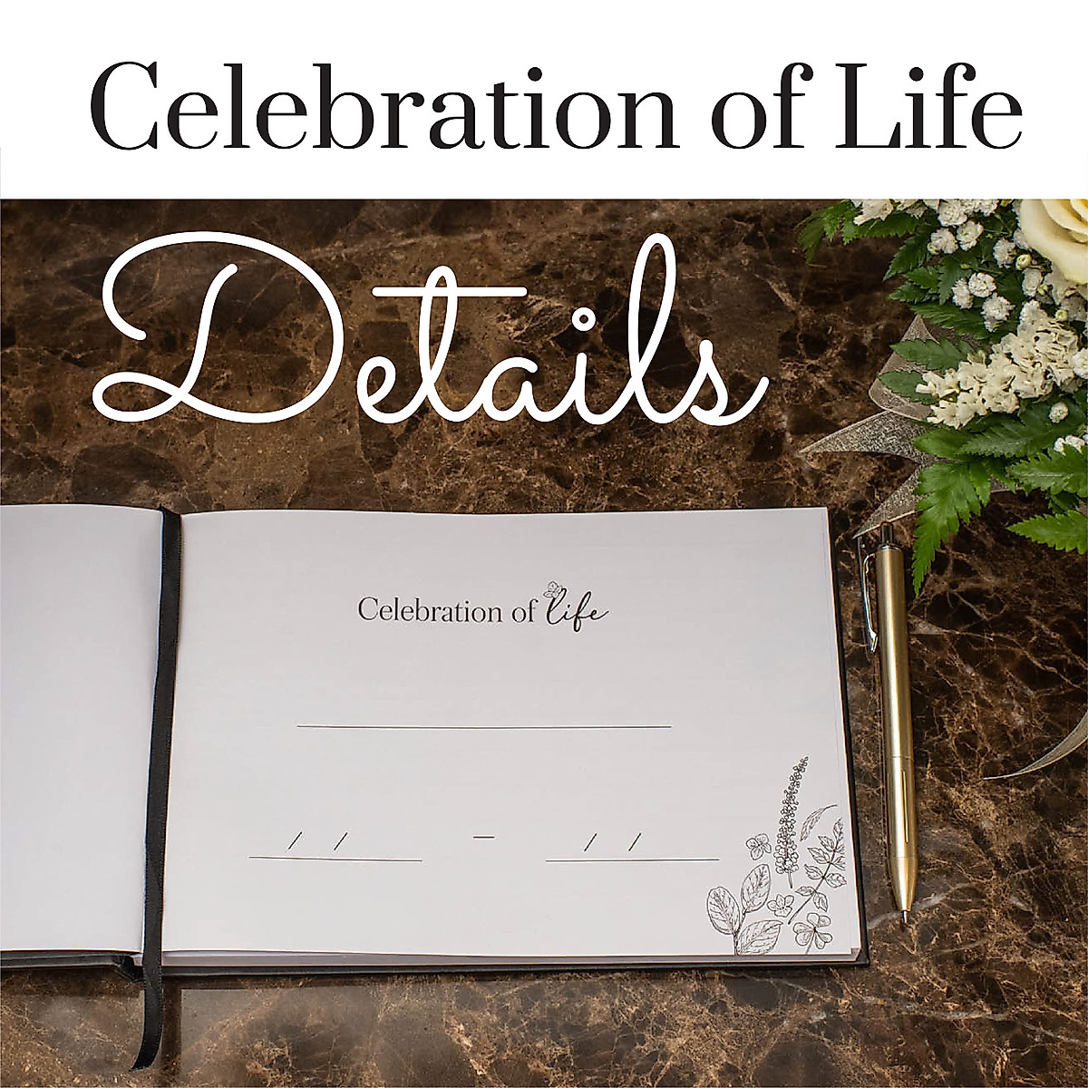 STEEL MILL AND CO. Memorial Book with Picture Frame, in Loving Memory Funeral Guestbook, 80 Lined Sheets, Hardbound Sign-in Guest Book for Celebration of Life, 6.5 x 9.6, Always Loved (Black)