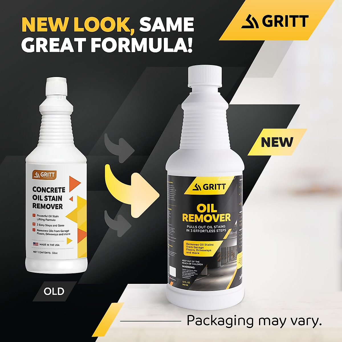 GRITT COMMERCIAL Concrete Oil Stain Remover | All Purpose Concentrated Cleaner for Oil, Grease, and Rust | Removes Stains from Concrete and Asphalt Driveways, Garages, and Patios 32 oz