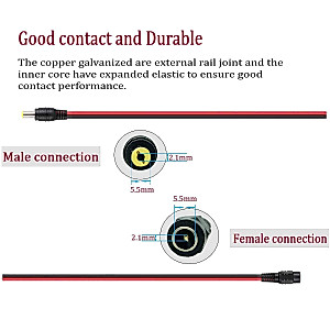 DaFuRui DC Pigtail，18 Pairs 12V 2A DC Male Female Power Pigtail Cable Connector Wire 2.1x5.5mm DC Power Connectors for CCTV Security Camera and 12V Power Supply Adapter