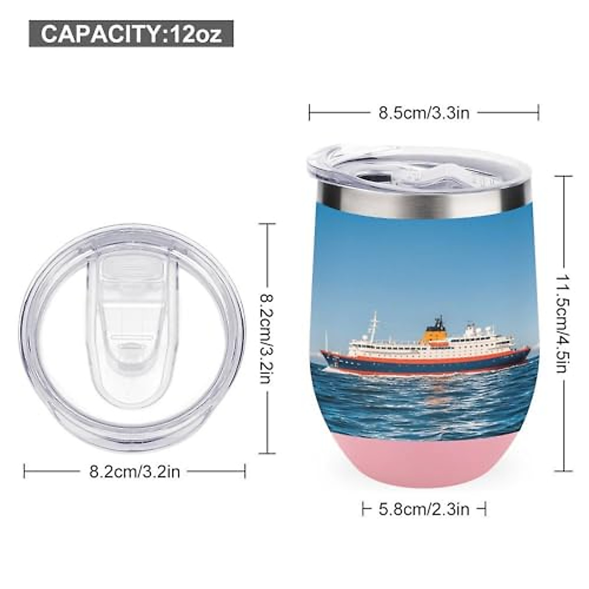 304 Stainless Steel Insulated Cup with Lid, Ocean Ship Print Durable, And Easy to Clean – Ideal for Home, Office, And Gift Giving